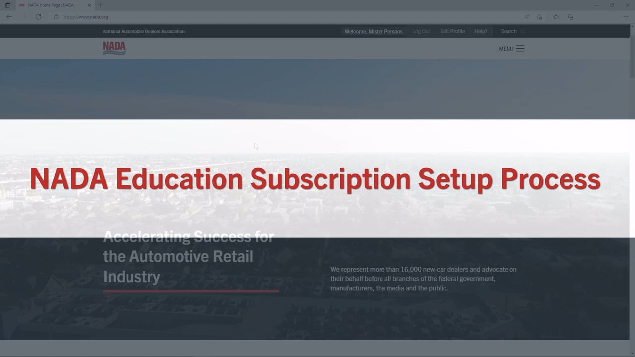 NADA Education Subscription Setup Process