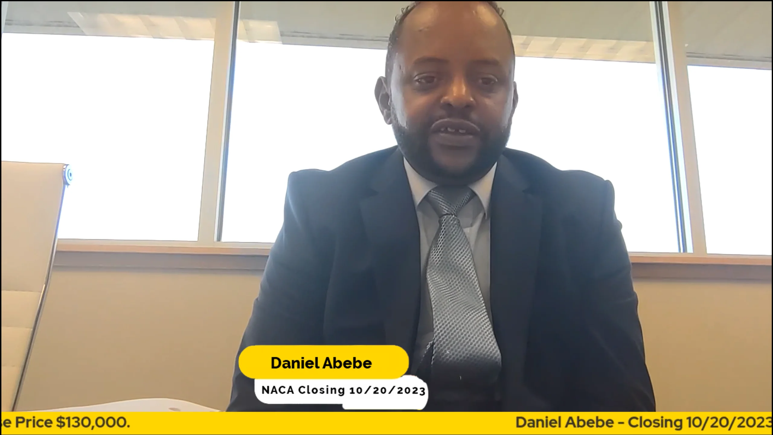 October 20th, 2023, NACA Live Closing Daniel Abebe. Burnsville, MN