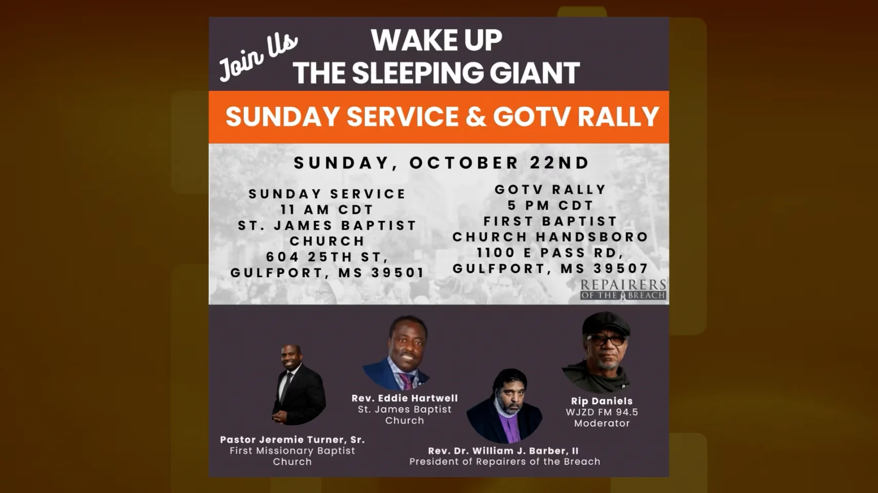 Gulfport GOTV Rally with Bishop Barber on Vimeo