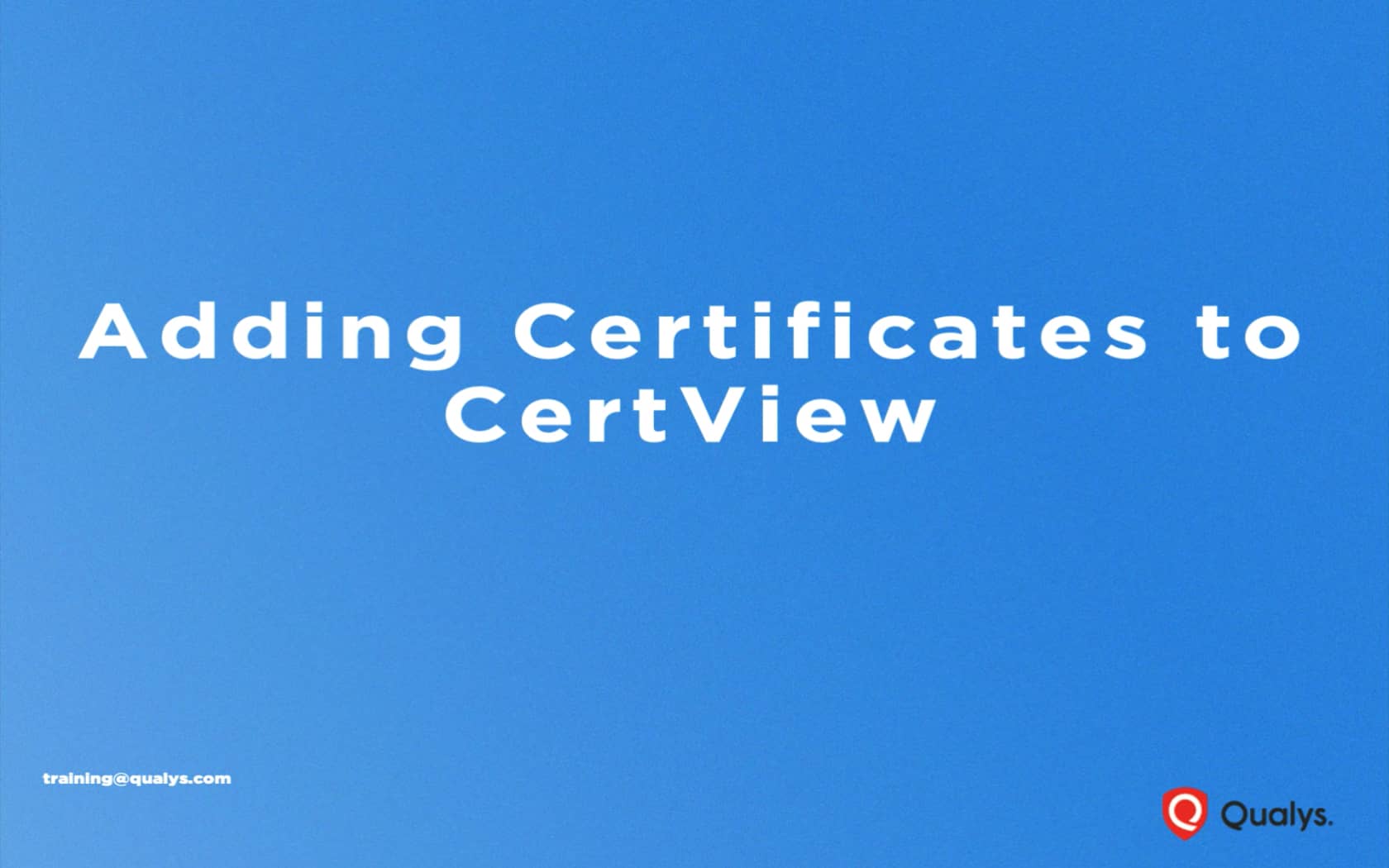 Adding assets to Qualys CertView on Vimeo