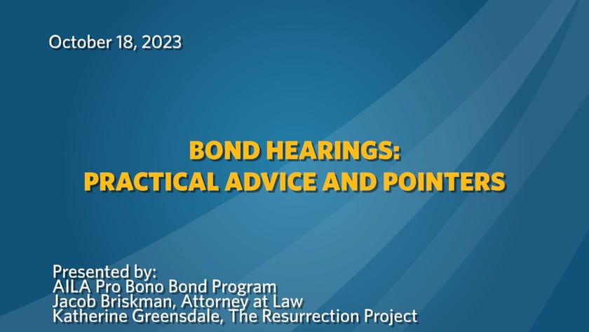 Bond Hearings: Practical advice and Pointers - Chicago Volunteer Legal ...