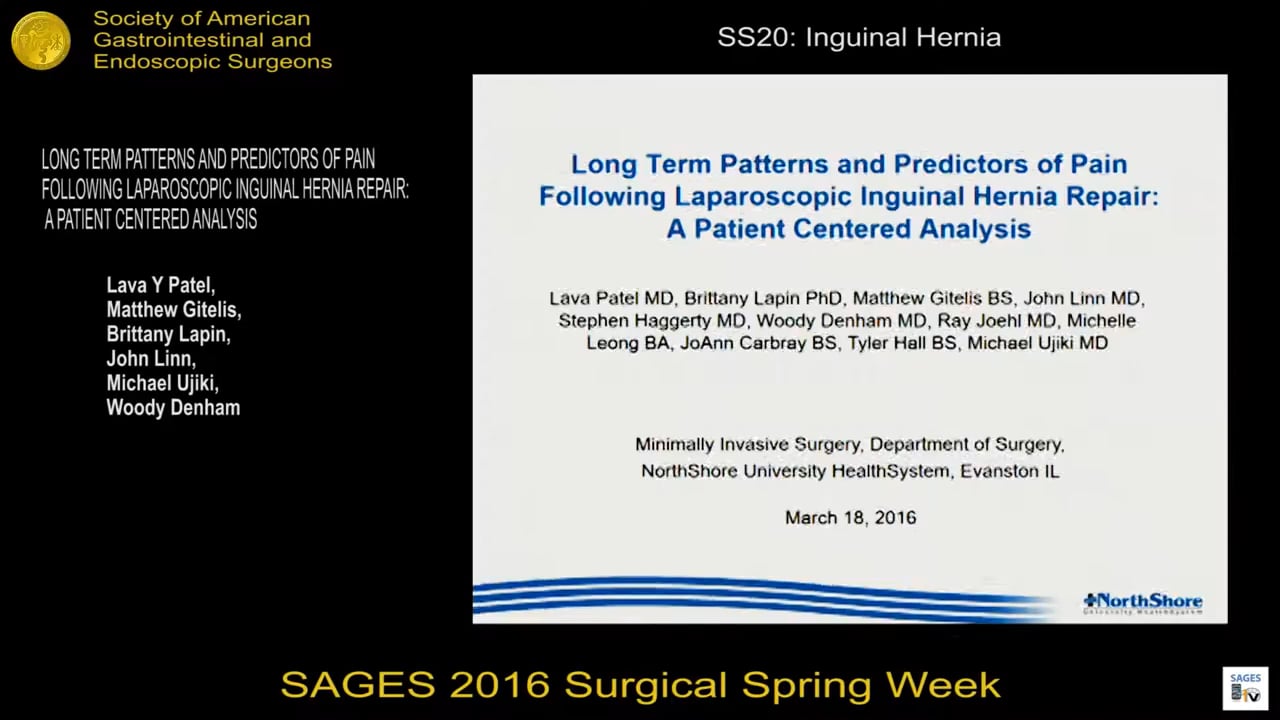 Long Term Patterns & Predictors of Pain Following Laparoscopic Inguinal ...