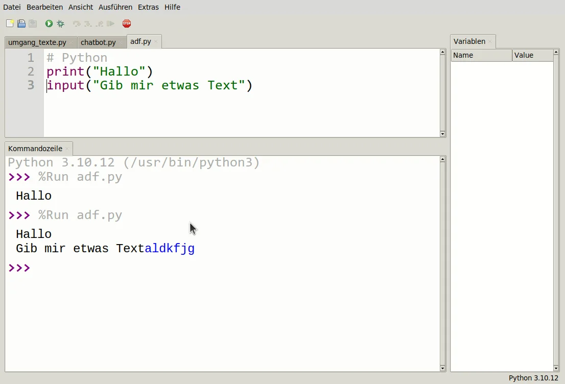 Einstieg in Thonny, Umgang mit Texten on Vimeo