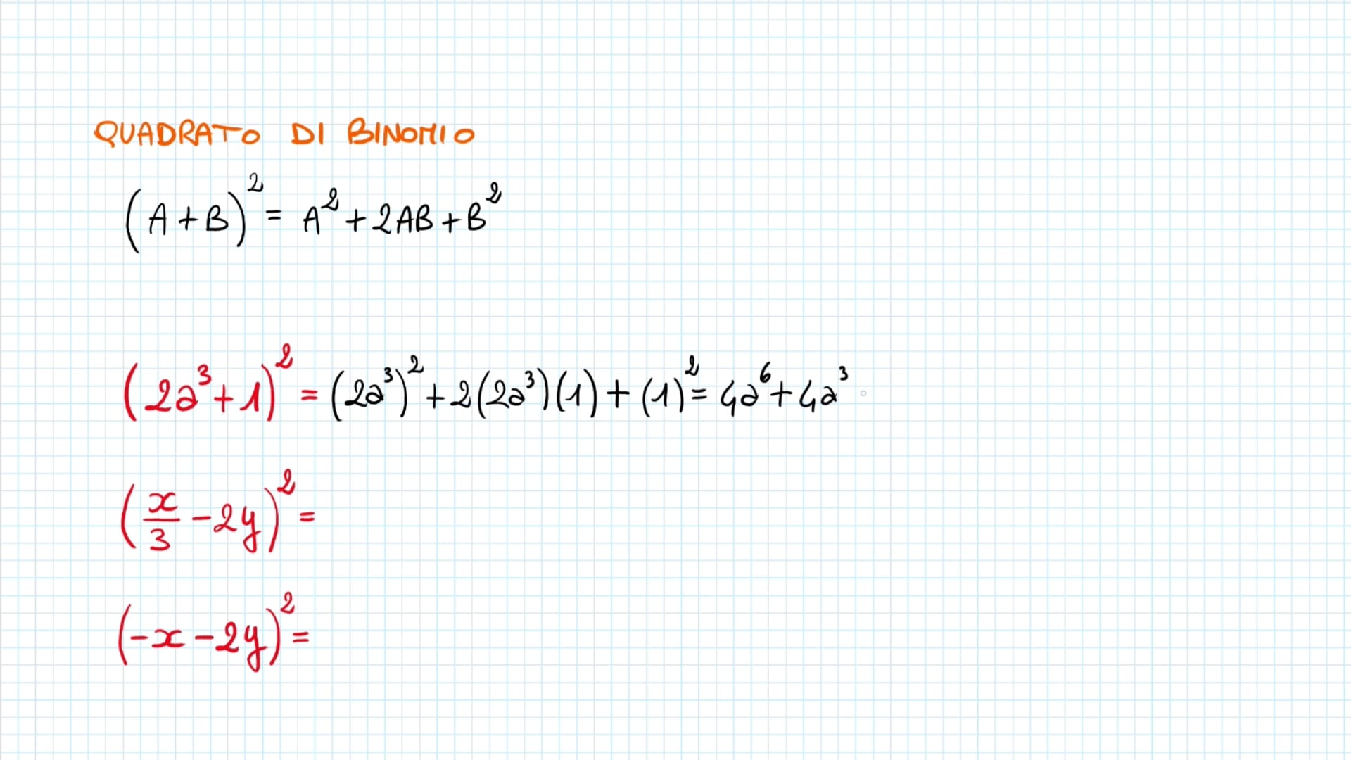 Polinomi • Prodotti Notevoli: Quadrato di Binomio • MatemUpper Academy Polinomi • Prodotti Notevoli: Quadrato di Binomio • MatemUpper Academy