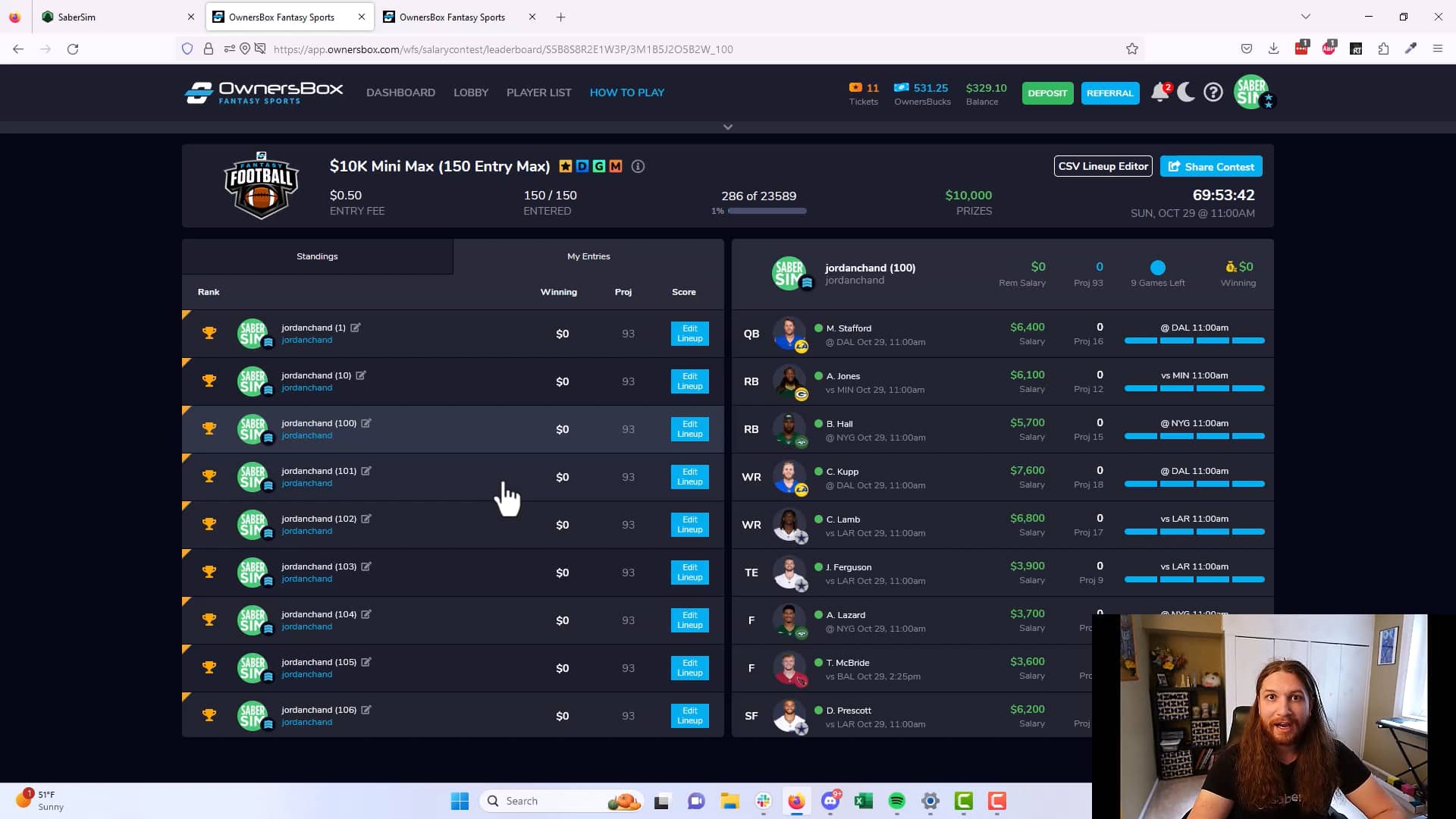 How to Enter Your SaberSim Lineups on OwnersBox on Vimeo