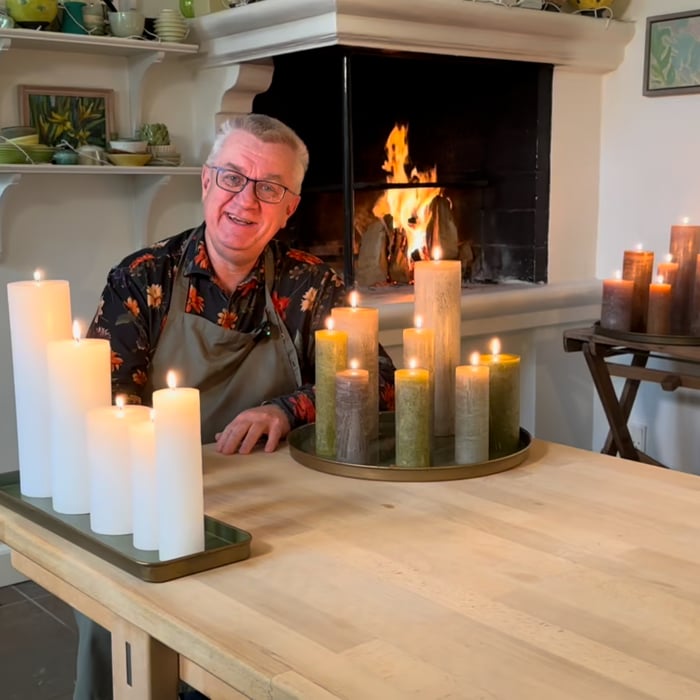 Minilys Timber, pakke med 12 stk. Light Grey - Brændetid 8-10 timer Ø ...