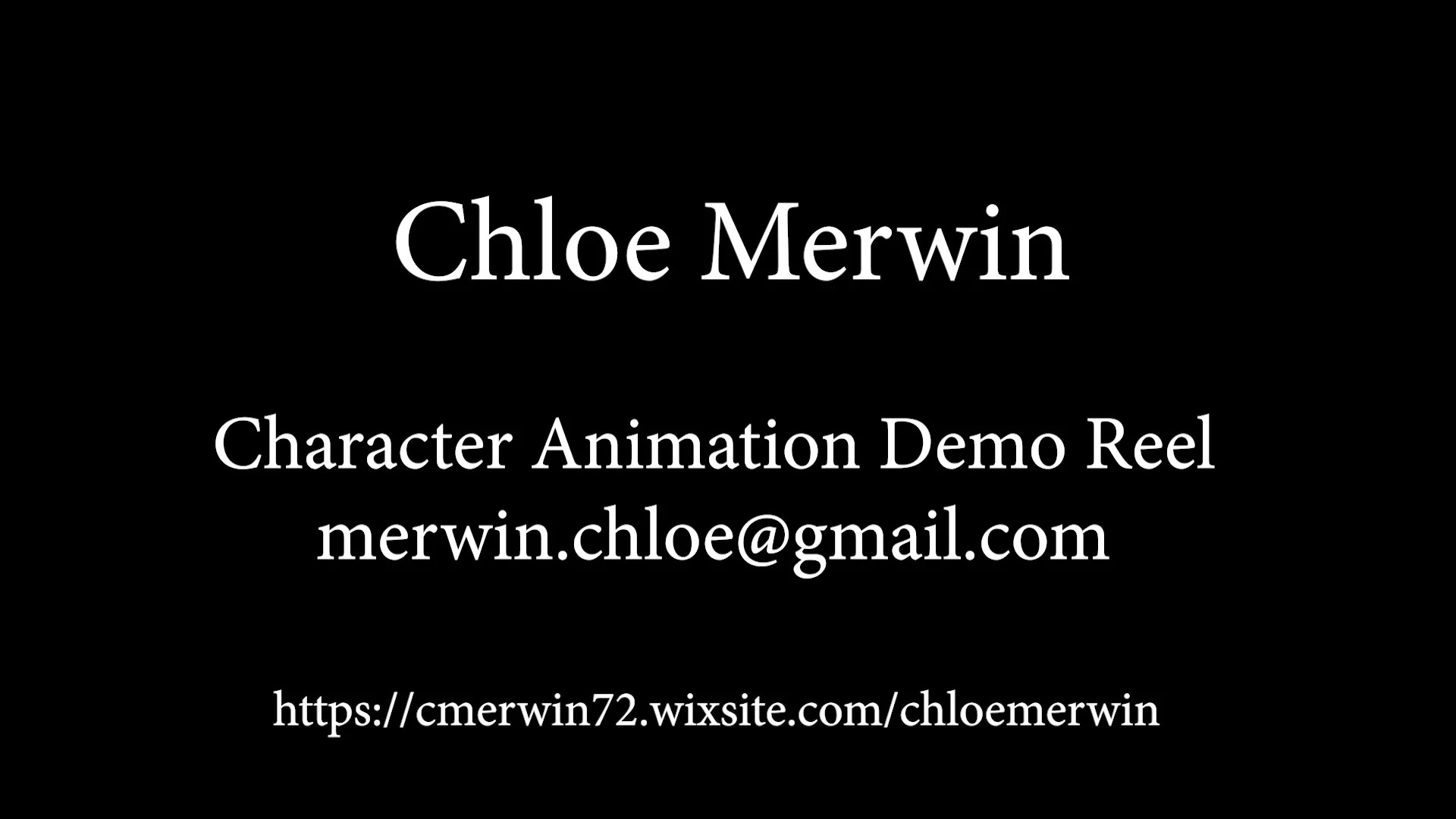 Chloe Merwin Animation Demo Reel 2024