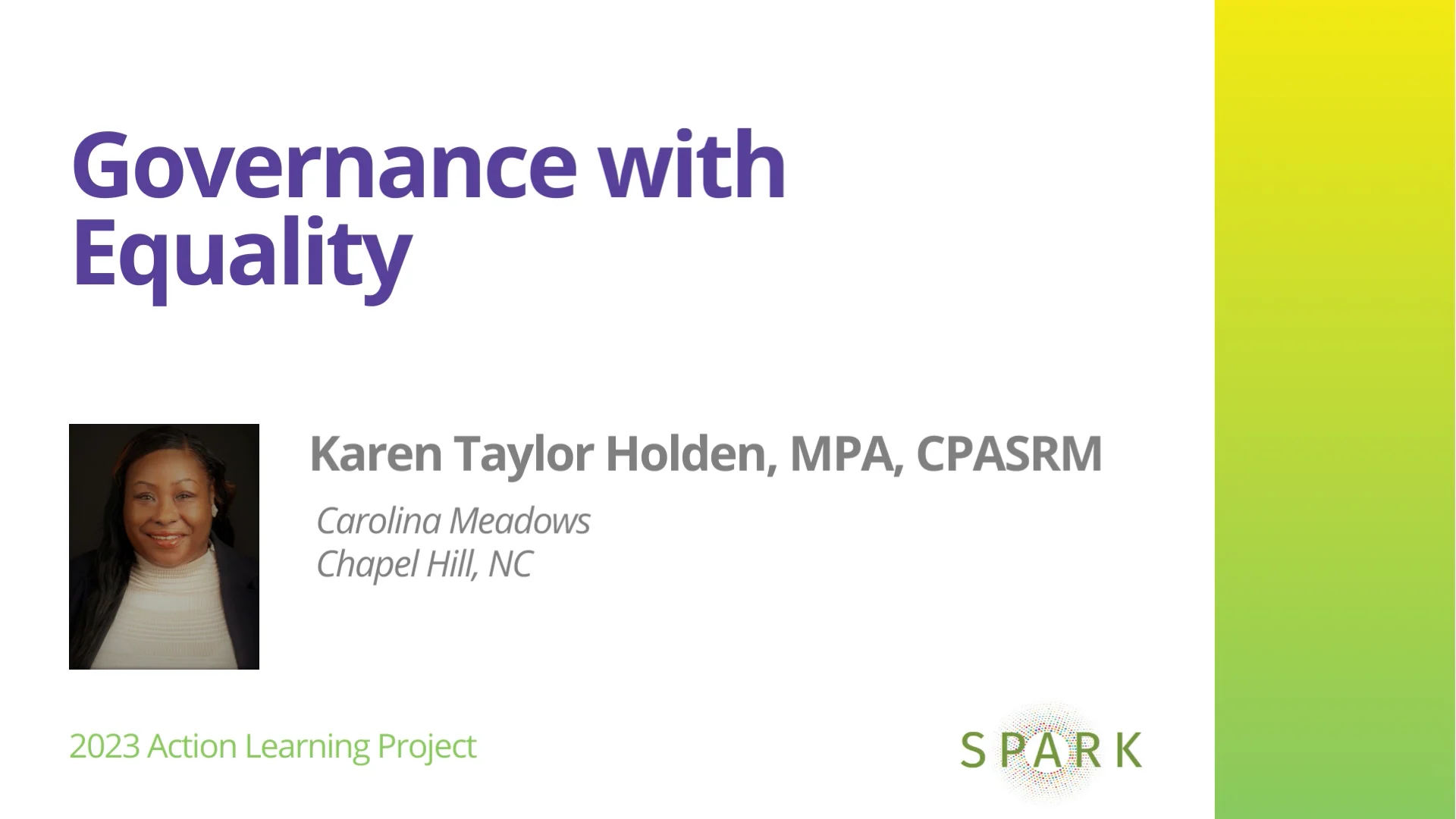 Karen Holden | Governance with Equality on Vimeo