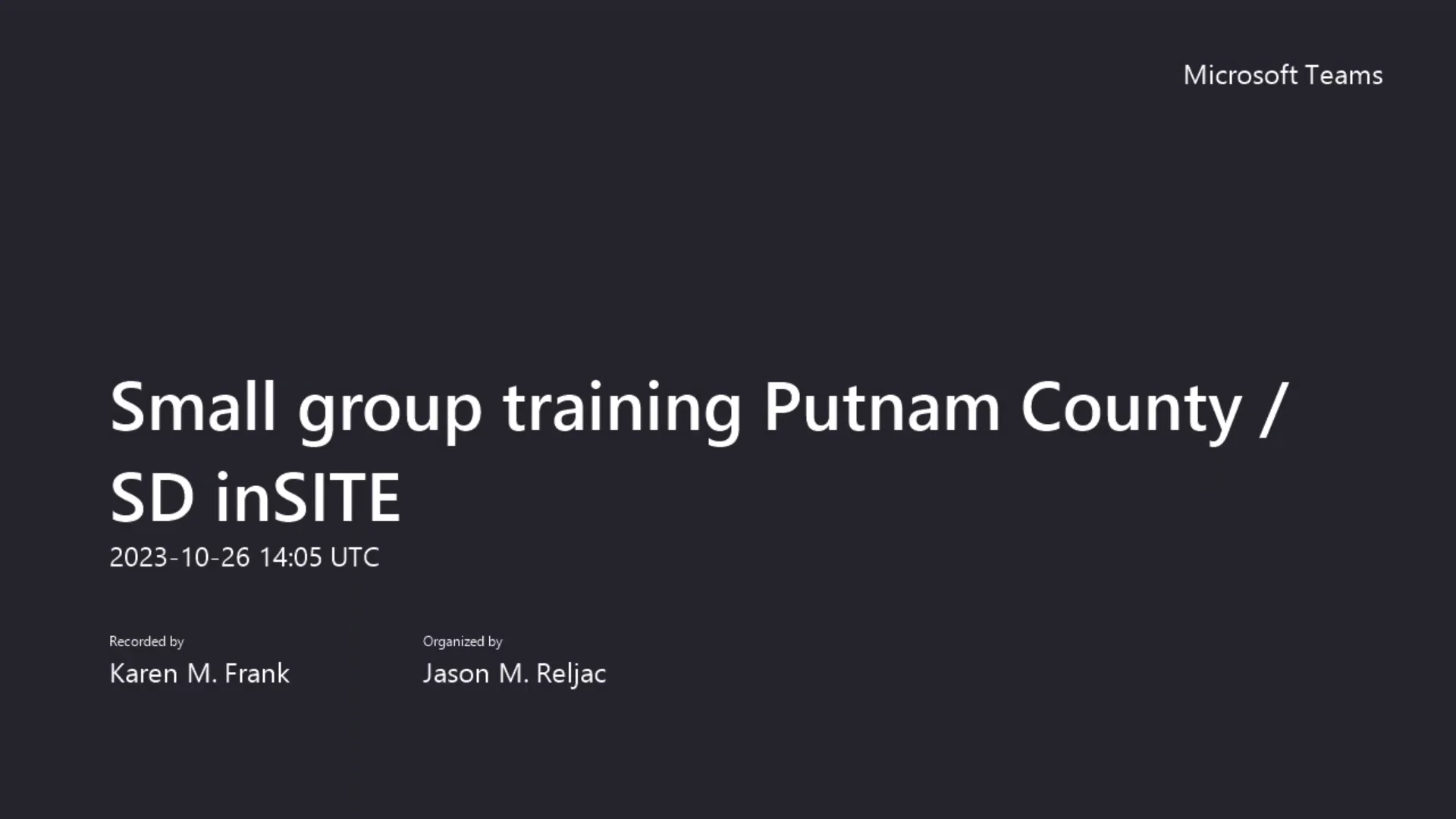 Small group SD inSITE training Putnam County 10/26/2023 on Vimeo