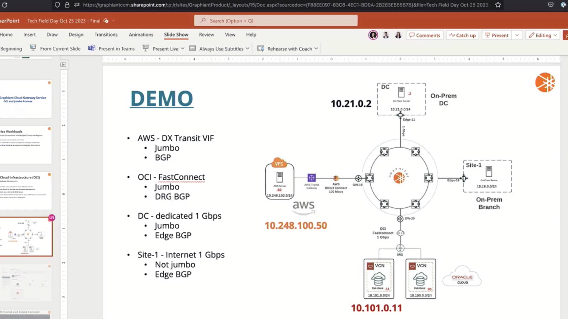 Graphiant Cloud Gateway Services with OCI and Jumbo Frames Demo on Vimeo