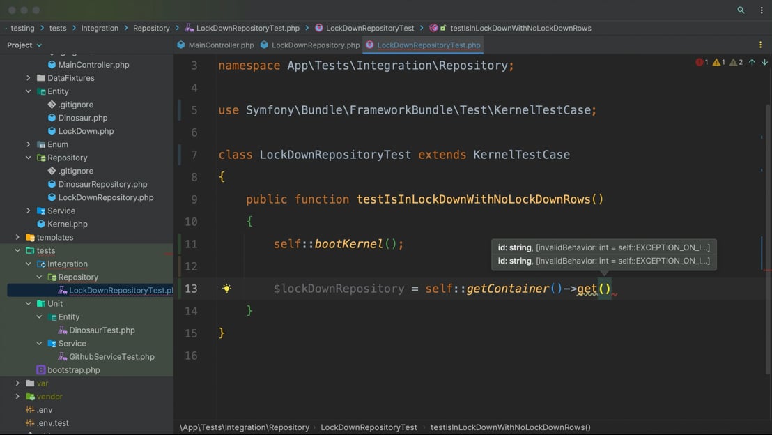 Kerneltestcase Fetching Services Phpunit Integration Testing With Live Services Symfonycasts