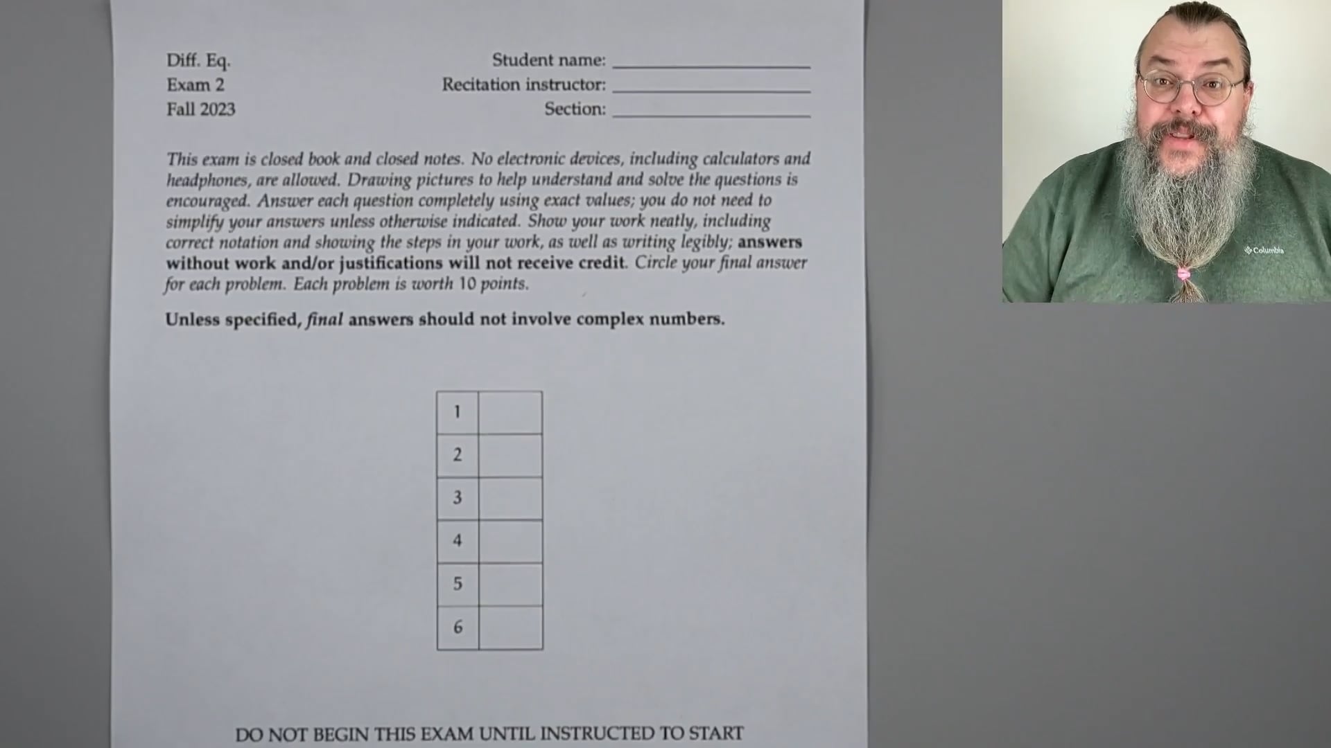 DiffEQ, Exam 2 walkthrough (Fall 2023)