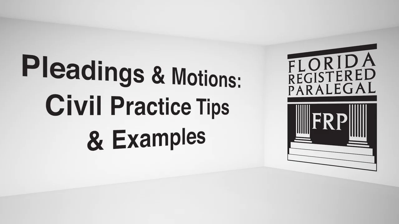 Pleadings & Motions: Civil Practice Tips & Examples on Vimeo