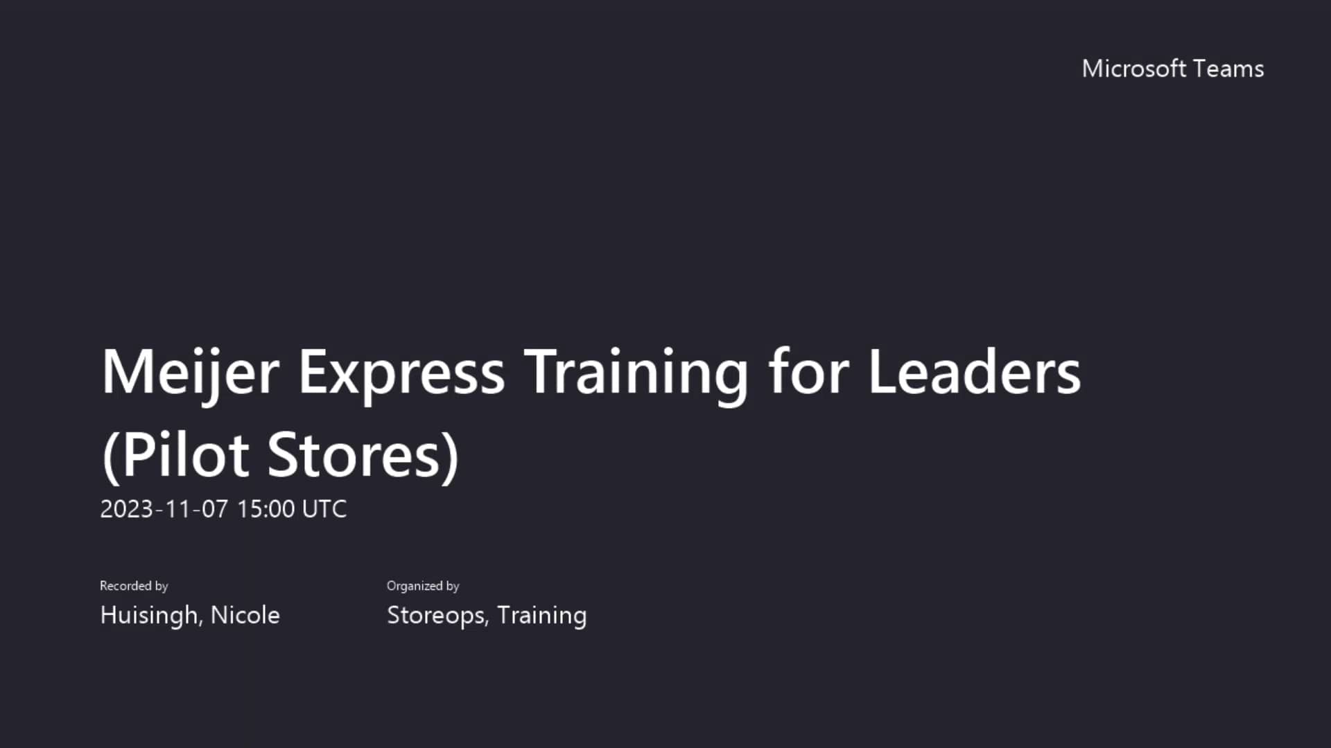 Meijer Express Training for Leaders (Pilot Stores) - 11.7.23 on Vimeo