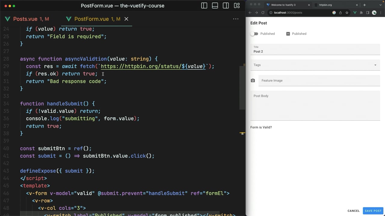 Vuetify Form Validation - A Vue.js Lesson From our Vue.js Course:... Vuetify Form Validation - A Vue.js Lesson From our Vue.js Course:...