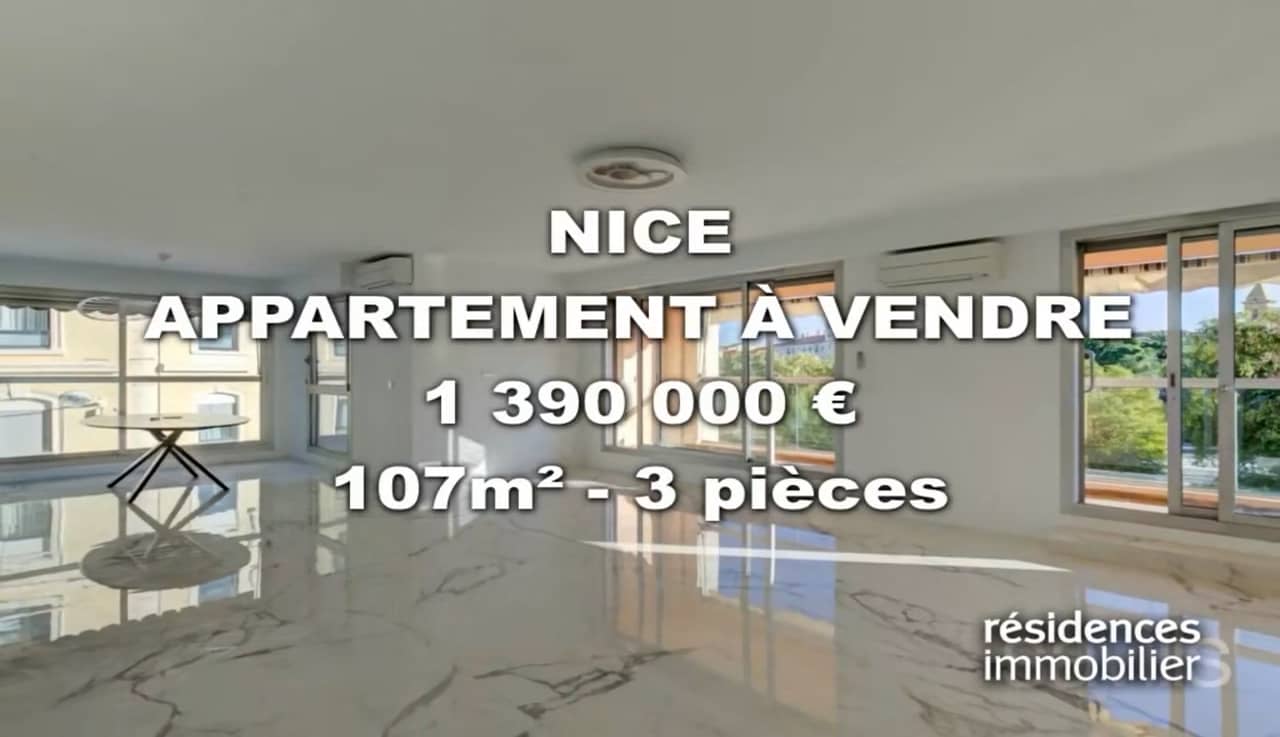 NICE - APPARTEMENT À VENDRE - 1 390 000 € - 107 m² - 3 pièces on Vimeo