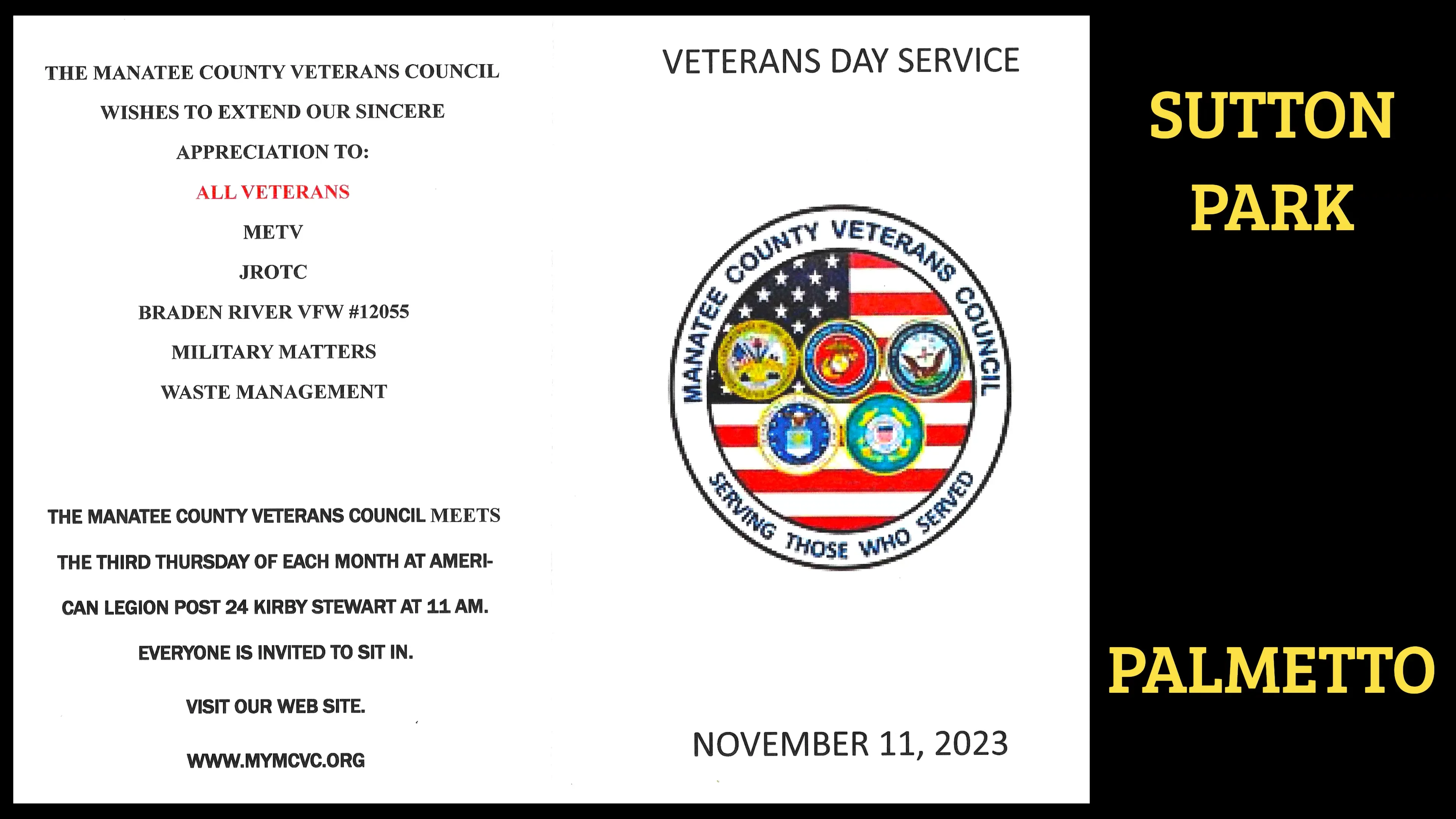 MANATEE COUNTY VETERANS DAY CEREMONY 11-11-2023