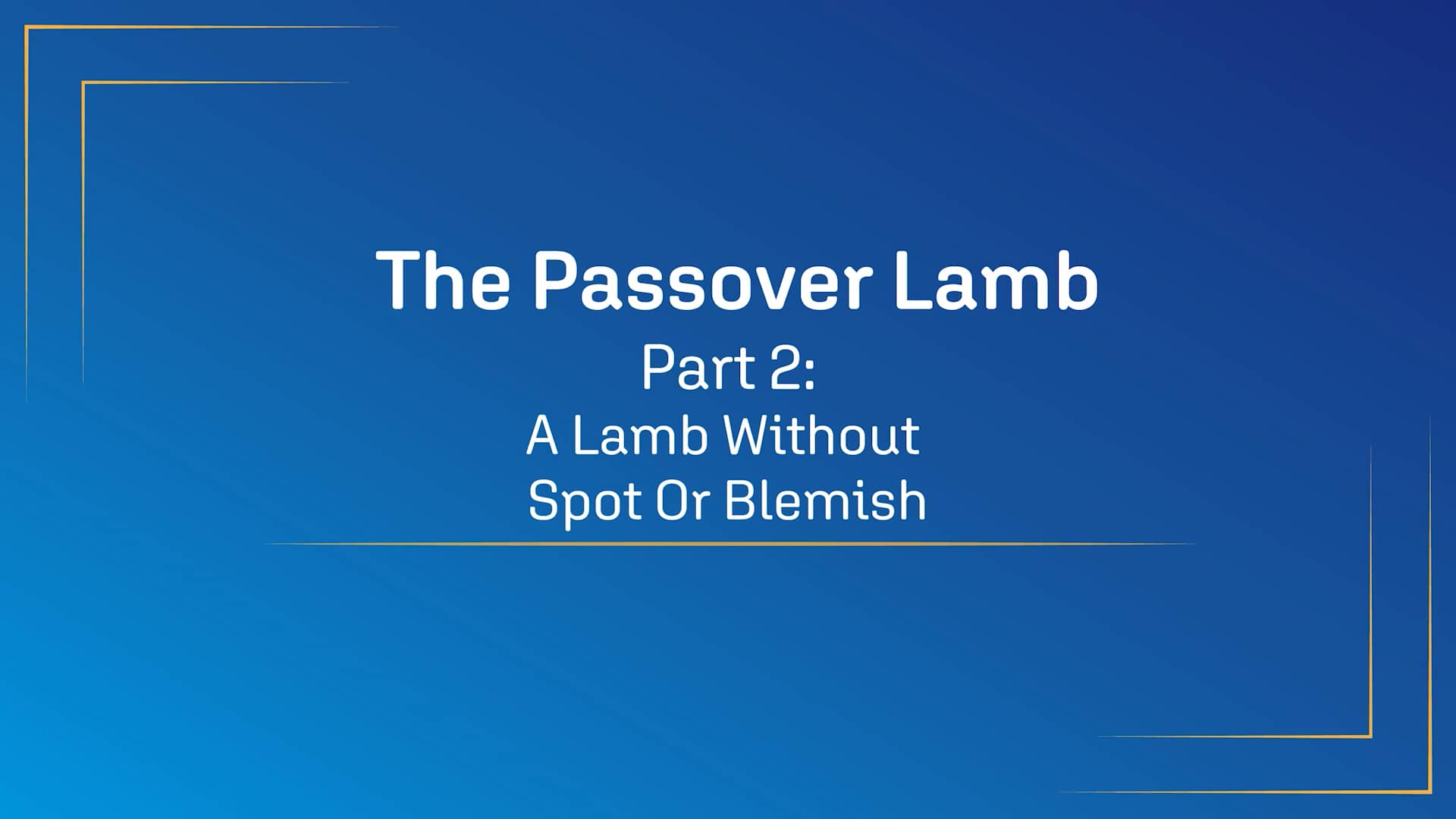 The Passover Lamb Pt 2; A Lamb Without Spot or Blemish on Vimeo