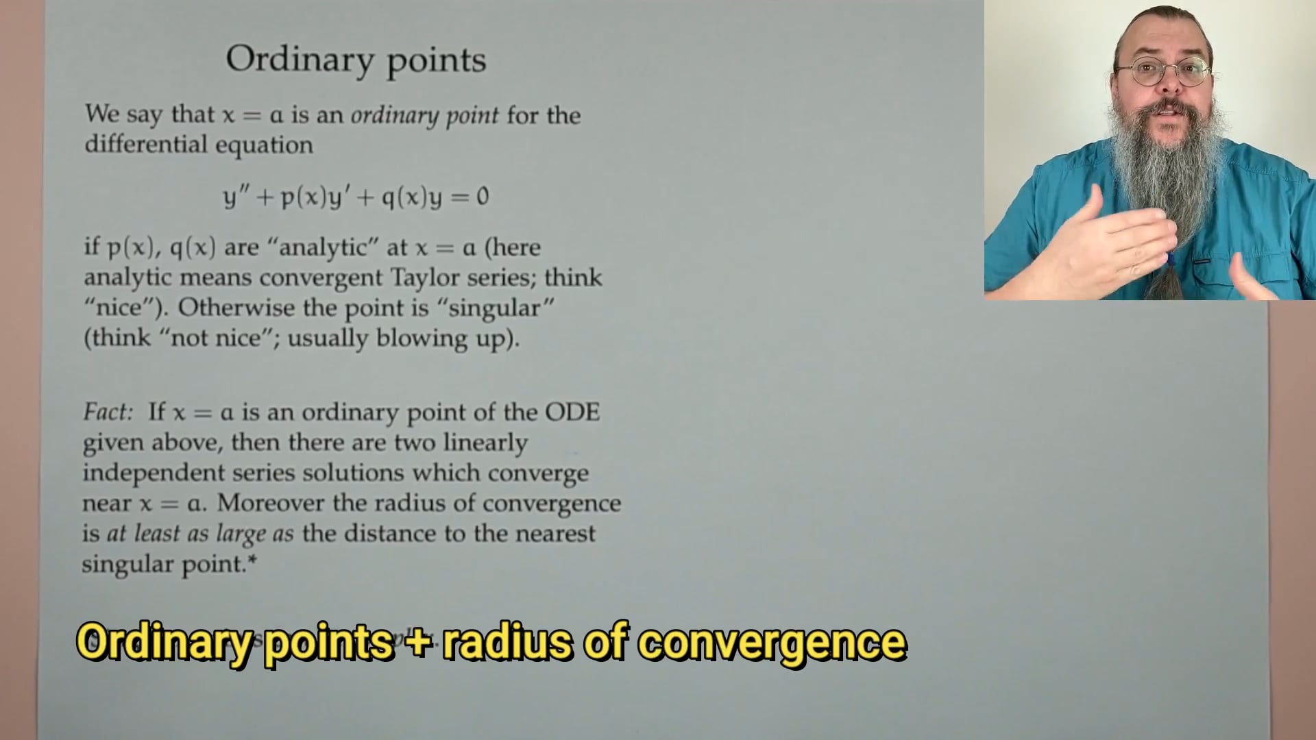 (DiffEQ, Fall 23) 32 - Ordinary points + radius of convergence | Videos ...