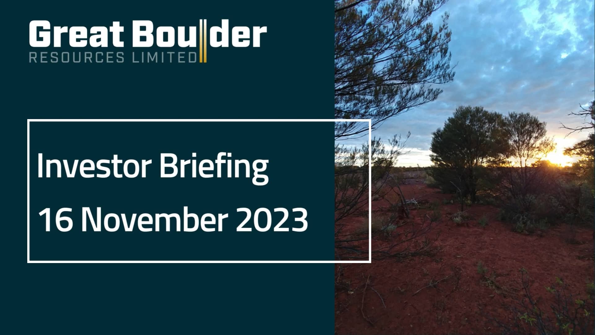 Great Boulder Resources (ASX:GBR) Webinar 16 November 2023 on Vimeo