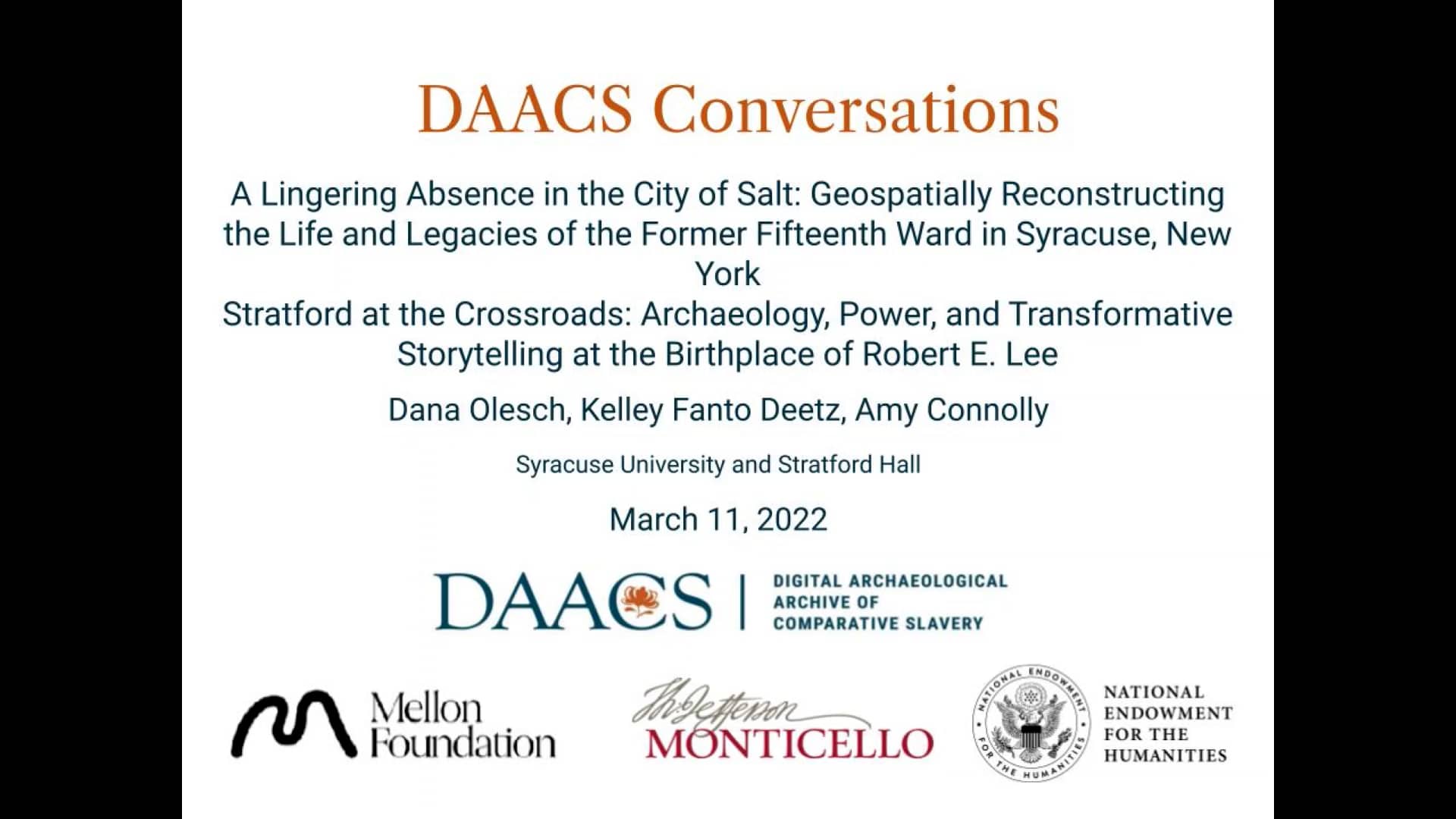Dana Olesch, Kelley Fanto Deetz and Amy Connolly DAACS Conversation on ...