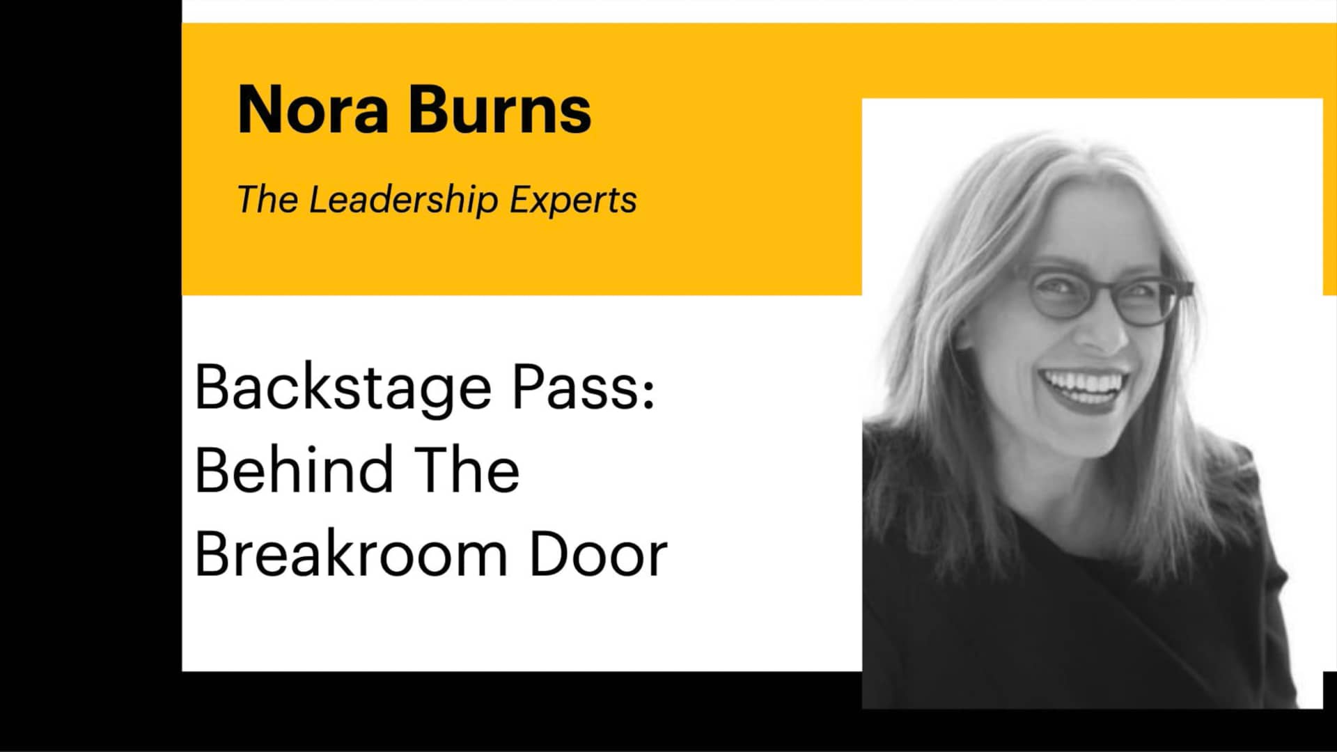 Backstage Pass: Behind the Breakroom Door | Nora Burns on Vimeo