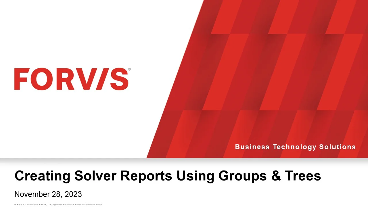 Creating Solver Reports Using Groups & Trees on Vimeo