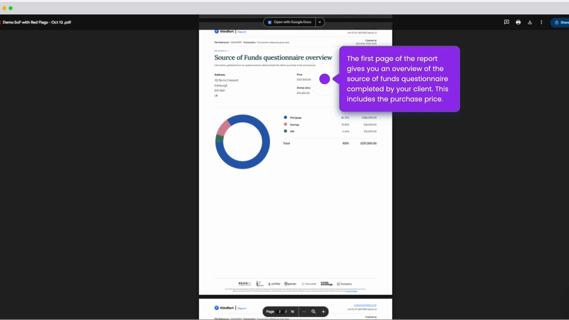 SoF report walkthrough