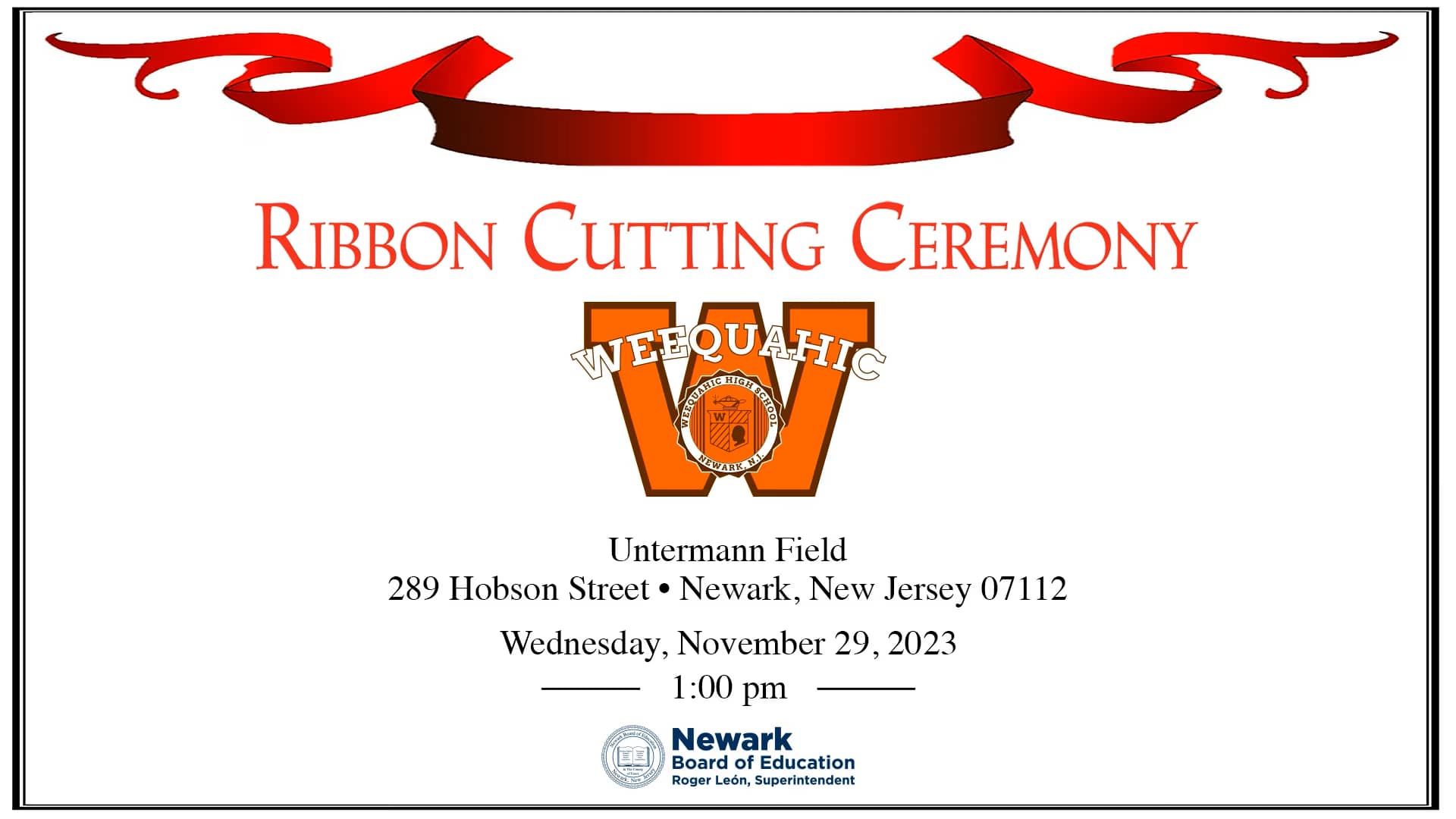 Untermann Field Ribbon Cutting - Weequahic High School on Vimeo