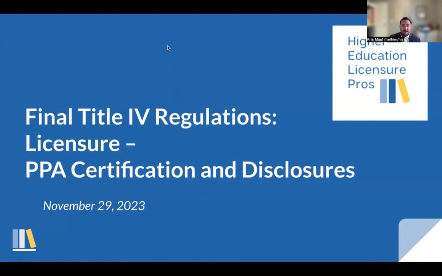 11/29/23 Final Title IV Regulations: Licensure - PPA Certification and ...