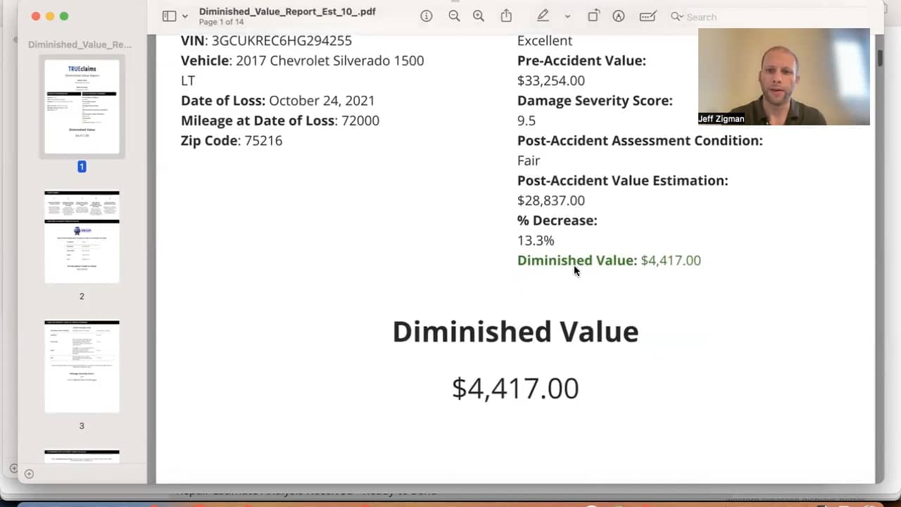 Diminished Value Report Demo on Vimeo