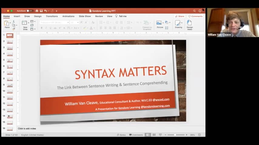 Syntax Matters! A Kendore Learning Webinar Featuring William Van Cleave on Vimeo