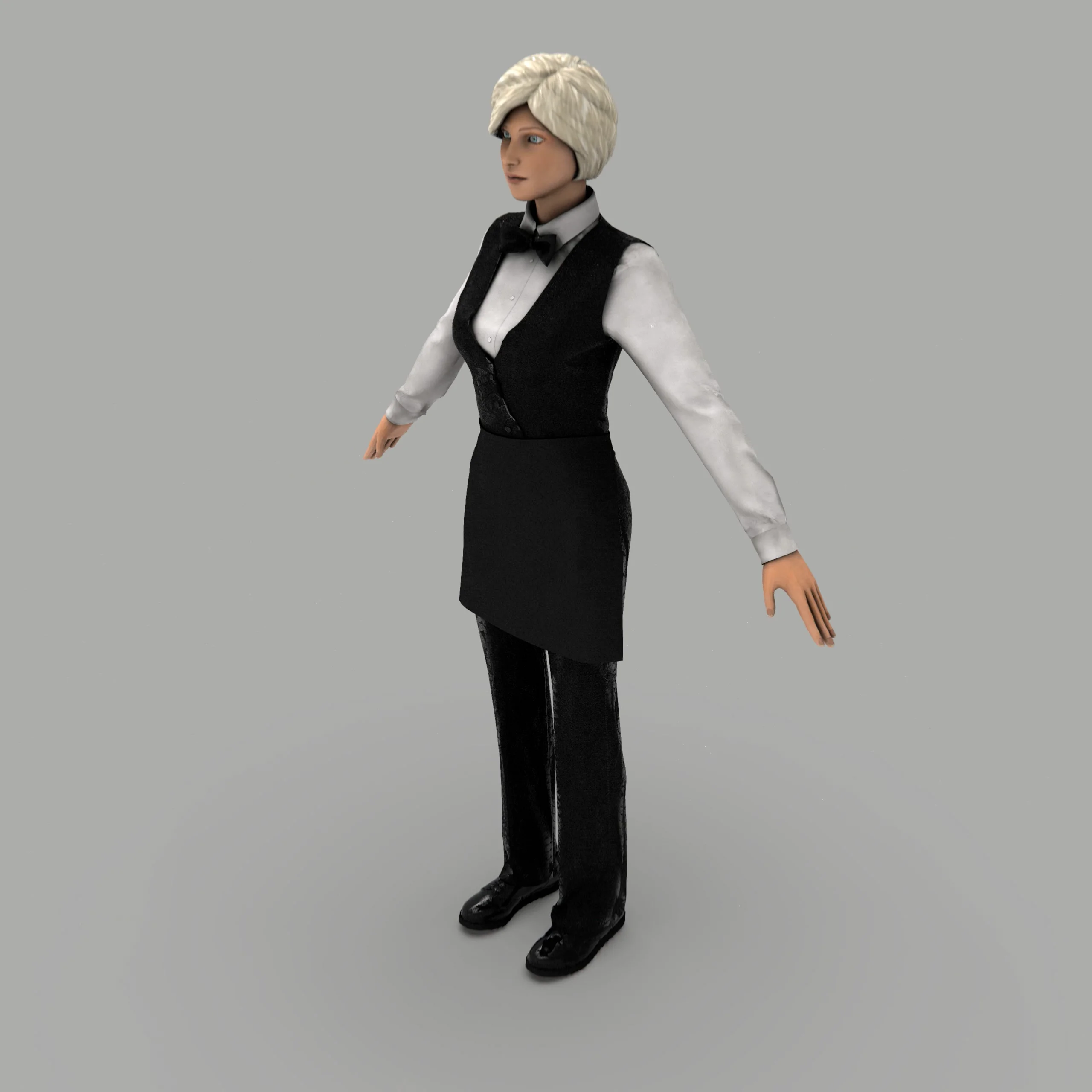 Young Female Waiter 3D Model on Vimeo