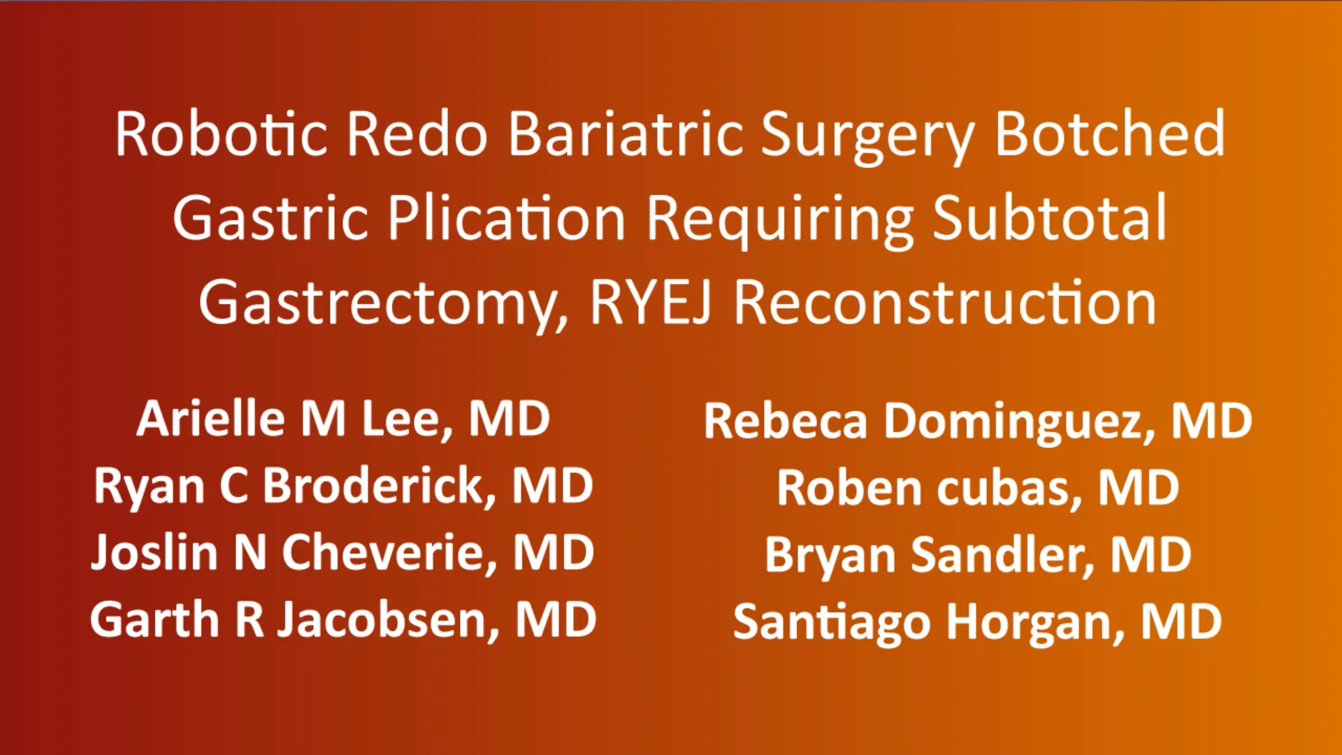 Robotic Redo Bariatric Surgery Botched Gastric Plication Requiring ...