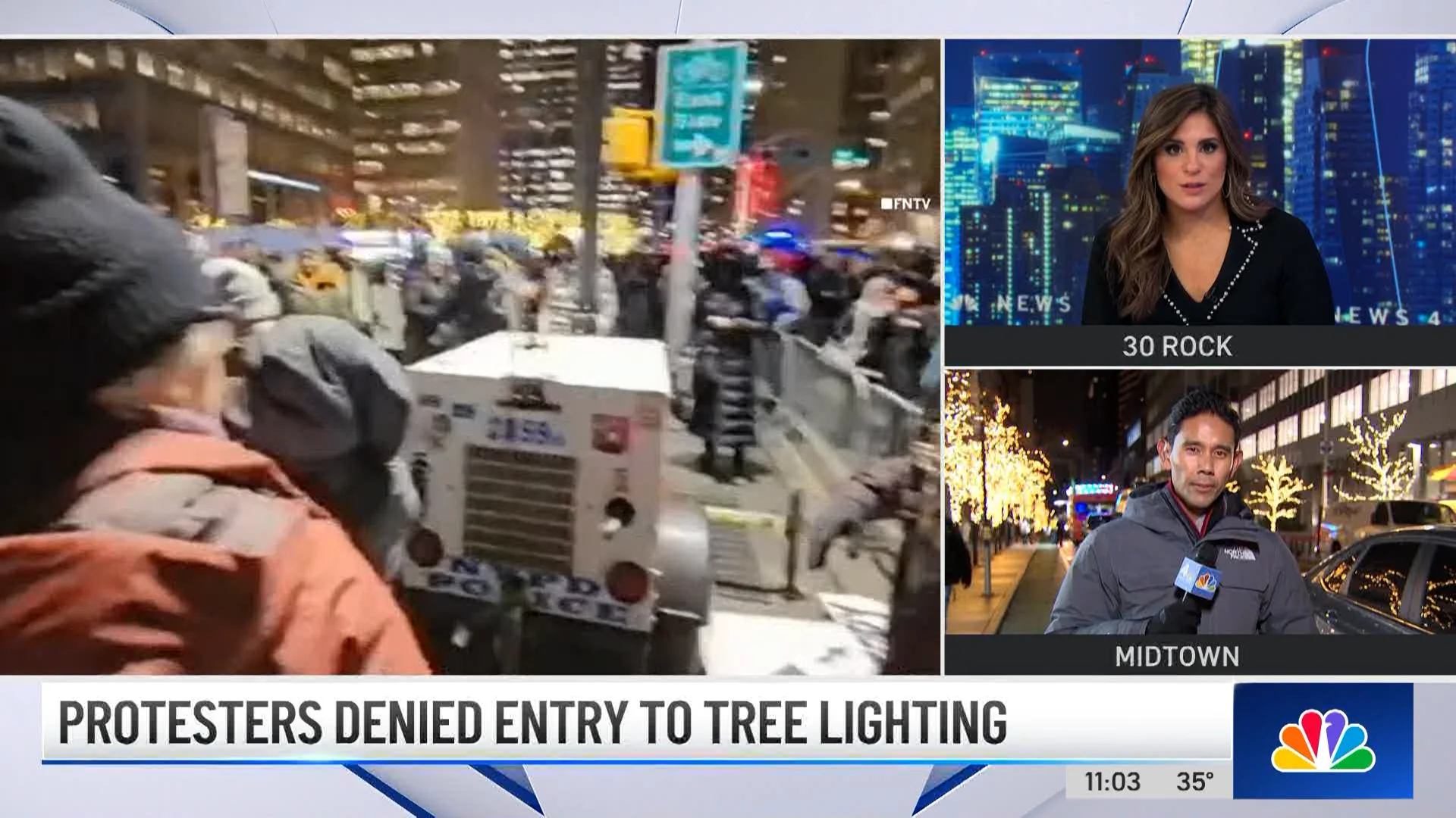 Rockefeller tree lighting protesters on Vimeo