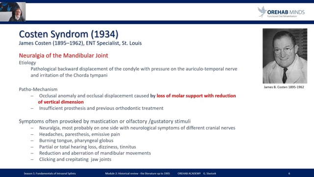 Costen's syndrome, the cognitive-awareness effect: webinar