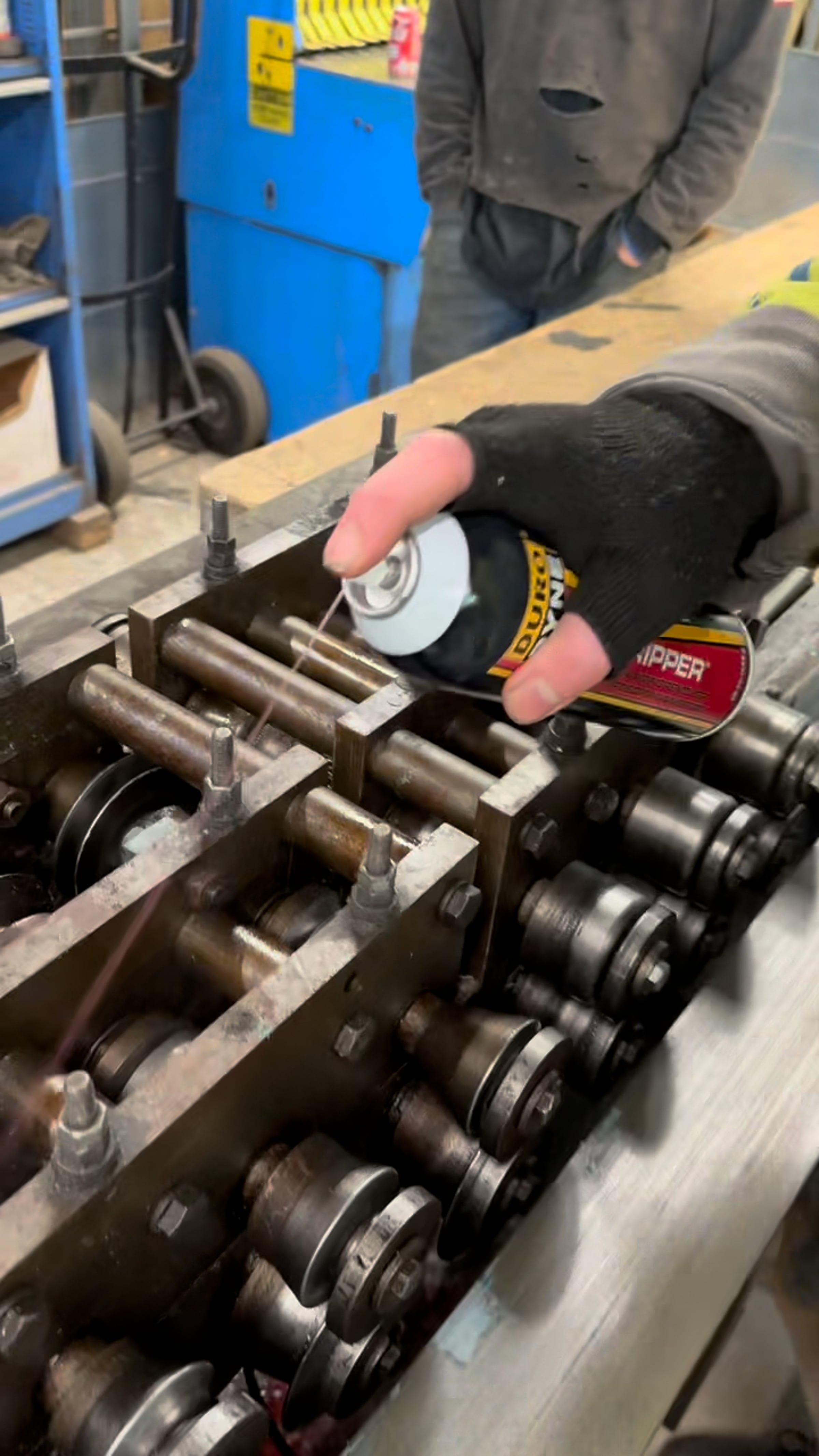 Duro Dyne Stripper removes Galvanized buildup from Rollformers