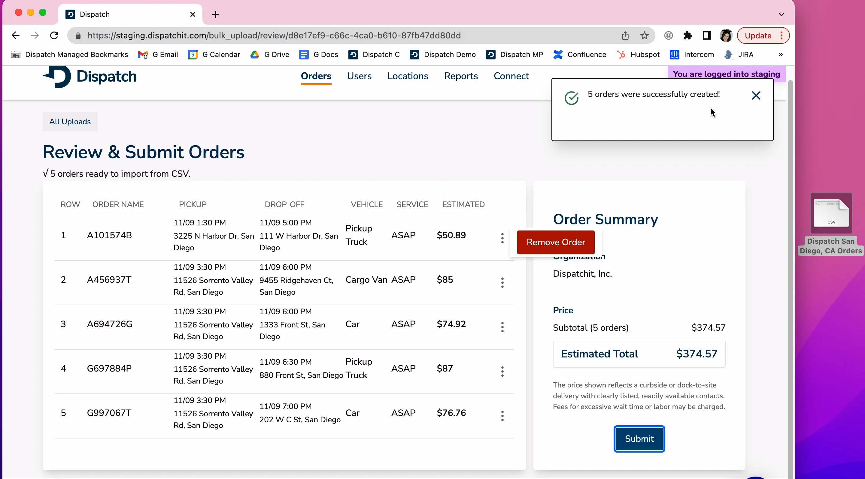 Marketplace Upload Orders on Vimeo