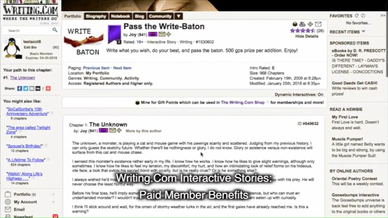 Writing.Com Interactive Benefits for Paid Members