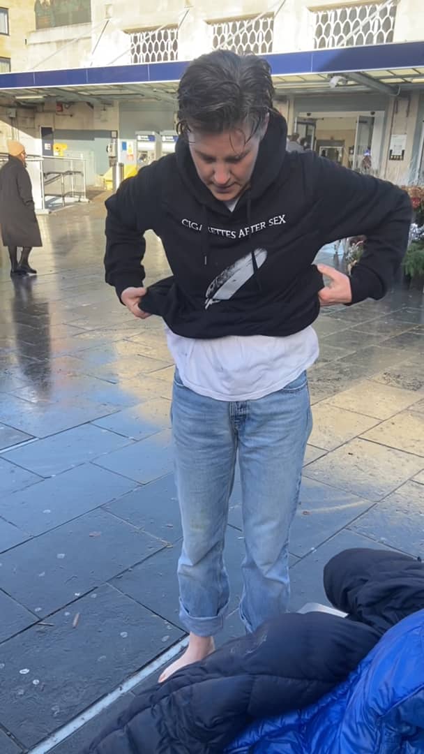 Kate Howe performs Butoh 'Pigeon with a broken wing and a thousand feet ...