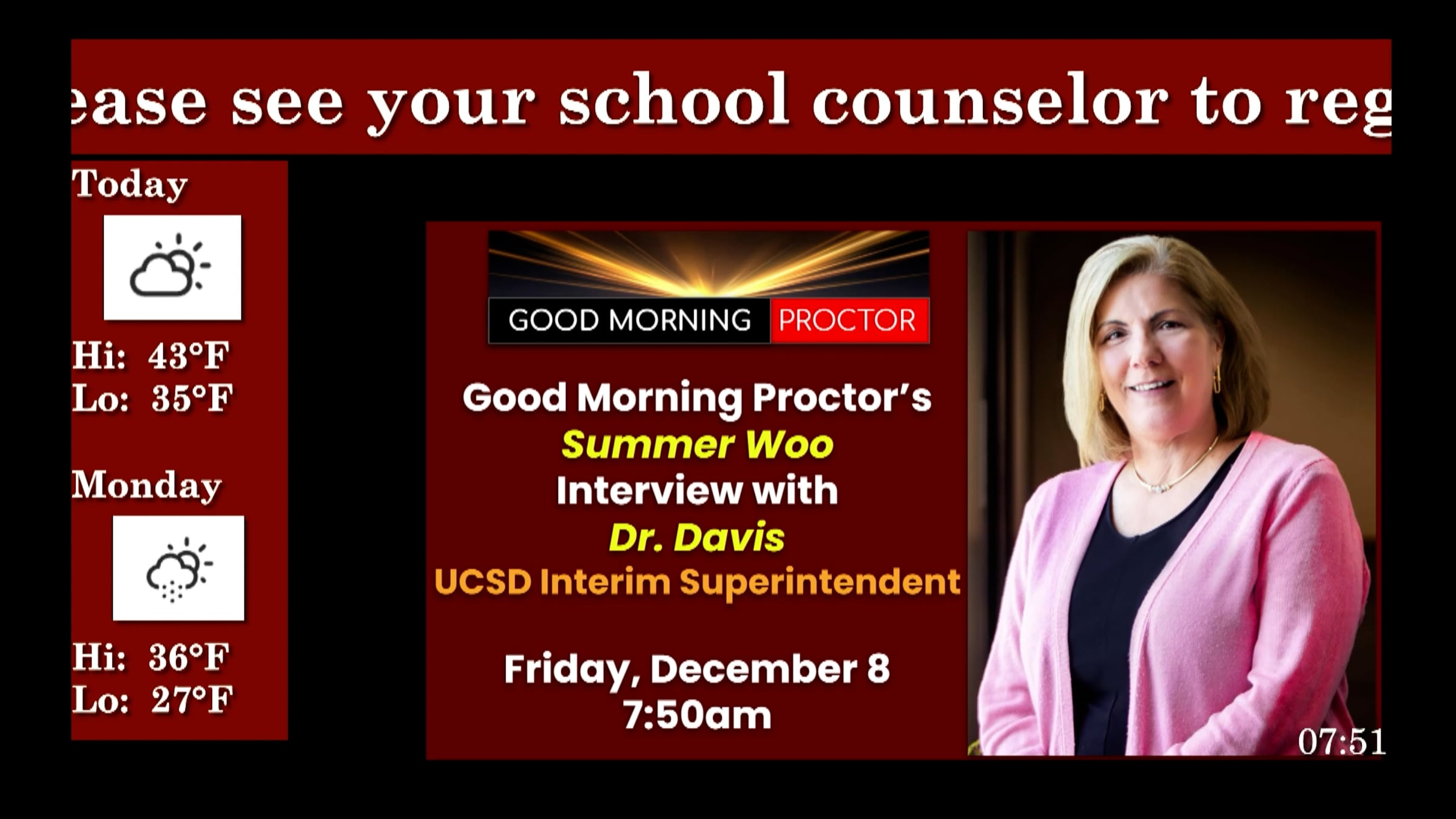 12/08/23 Good Morning Proctor! - Dr. Davis Interview with Summer Woo