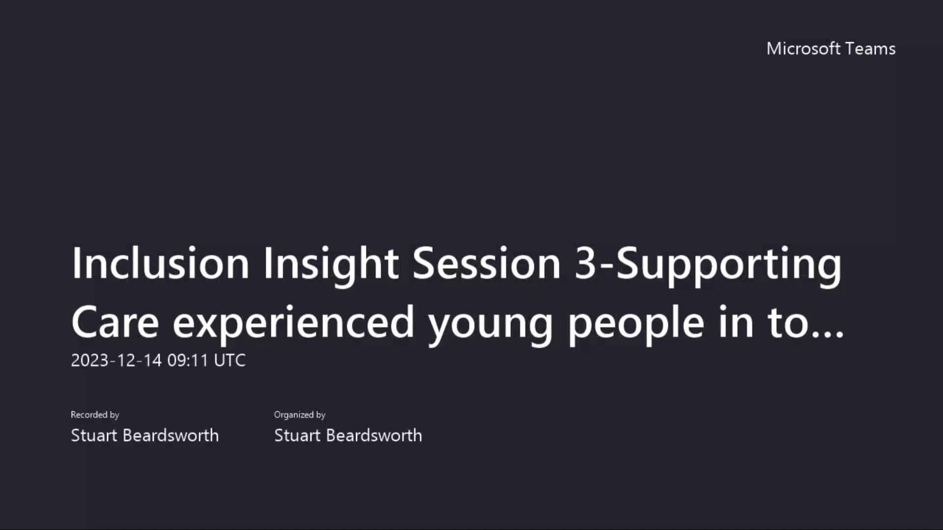 Inclusion Insight Session 3-Supporting Care experienced young people in ...