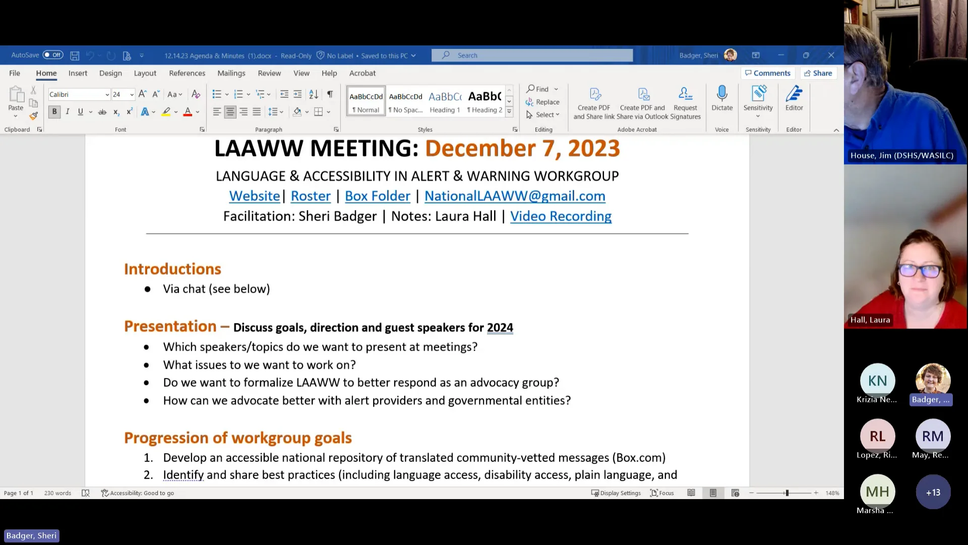 Language and Accessibility for Alert Warning Workgroup monthly meeting ...