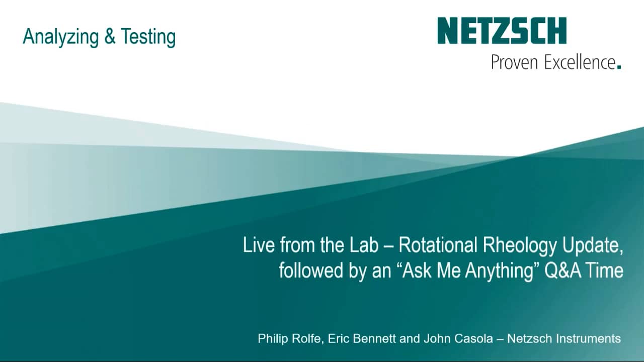 Live from the Lab - NETZSCH Rotational Rheology Update on Vimeo