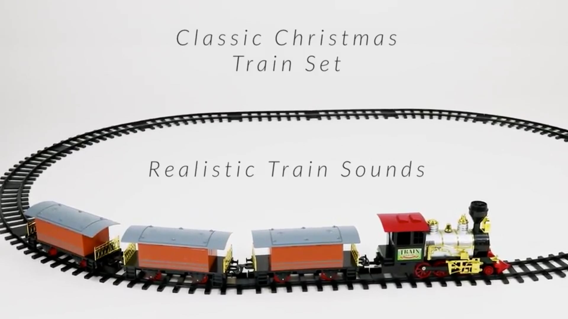 20-Piece Battery Operated Red and Orange Animated Christmas Train Set ...