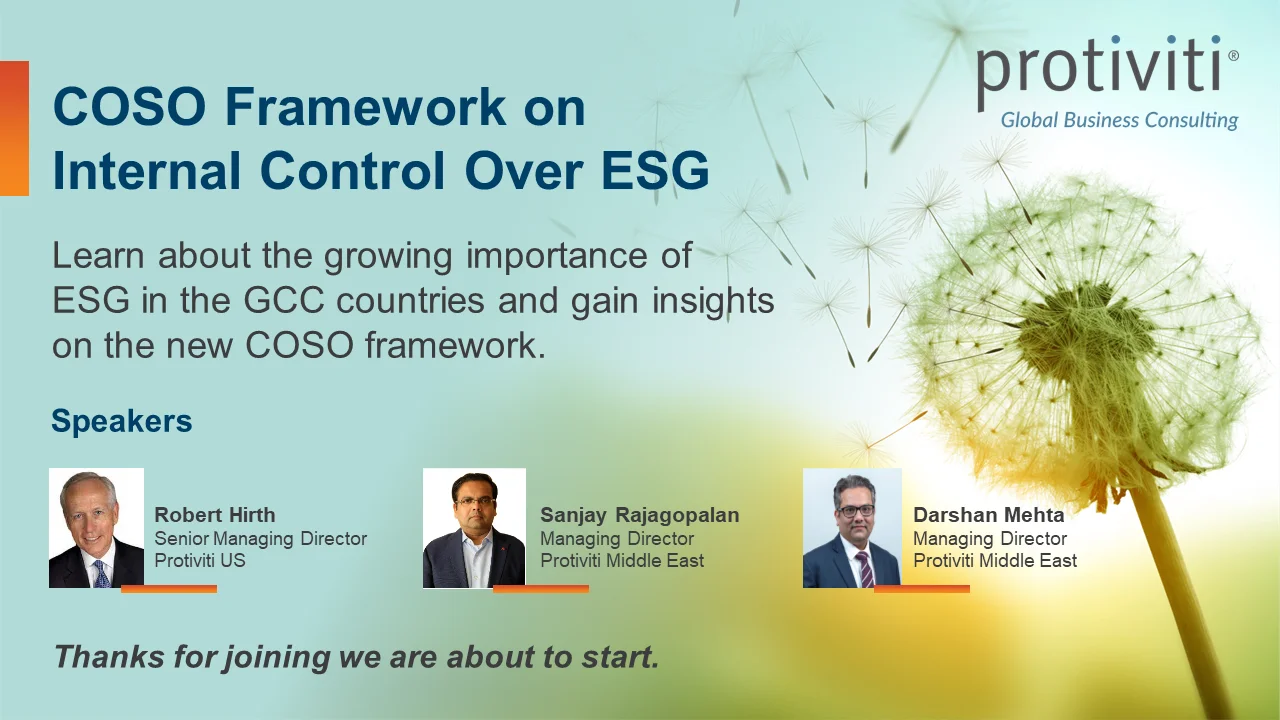 COSO Framework on Internal Control over ESG Webinar on Vimeo