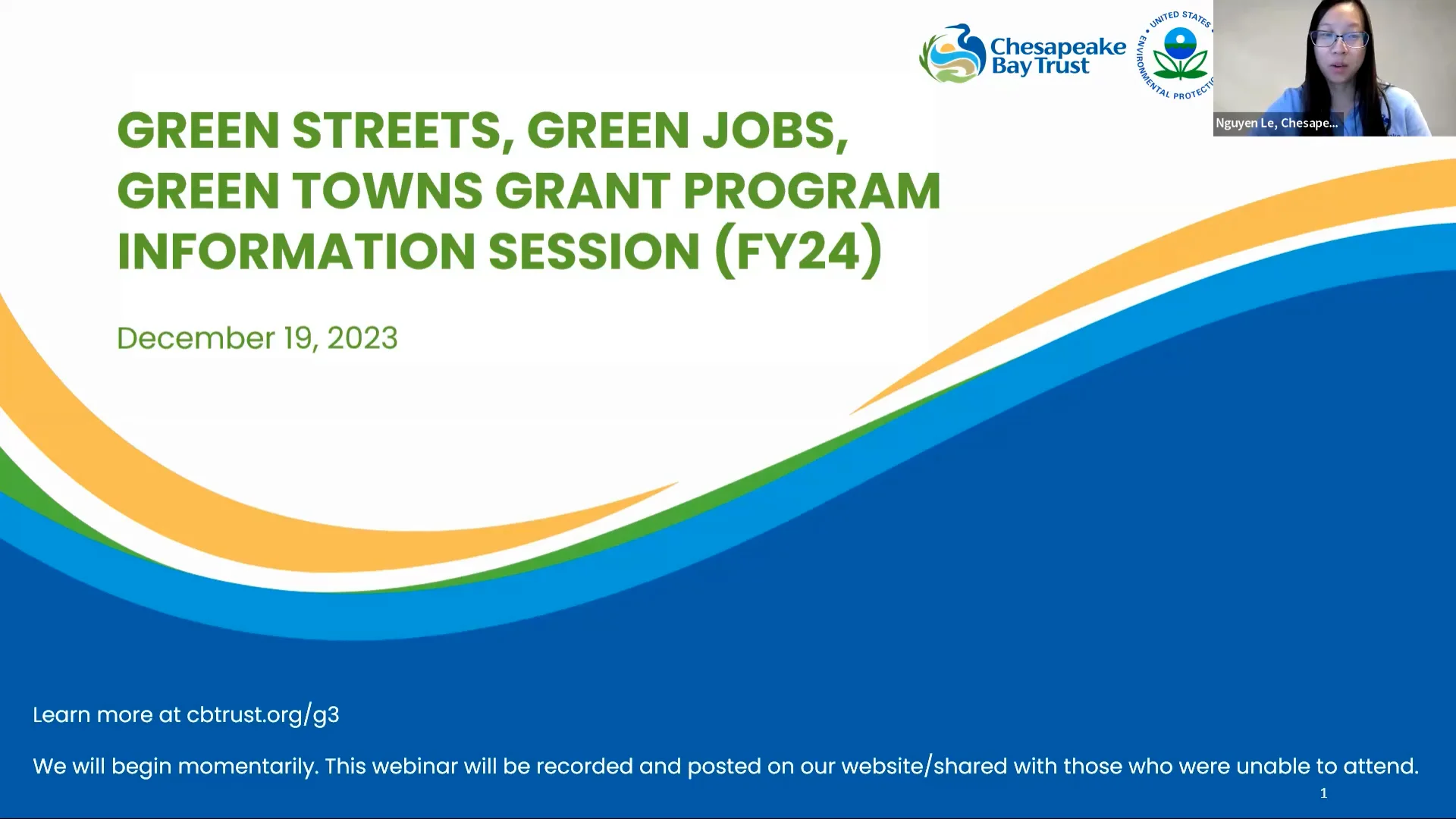 Green Streets, Green Jobs, Green Towns (G3) Grant Program Information ...