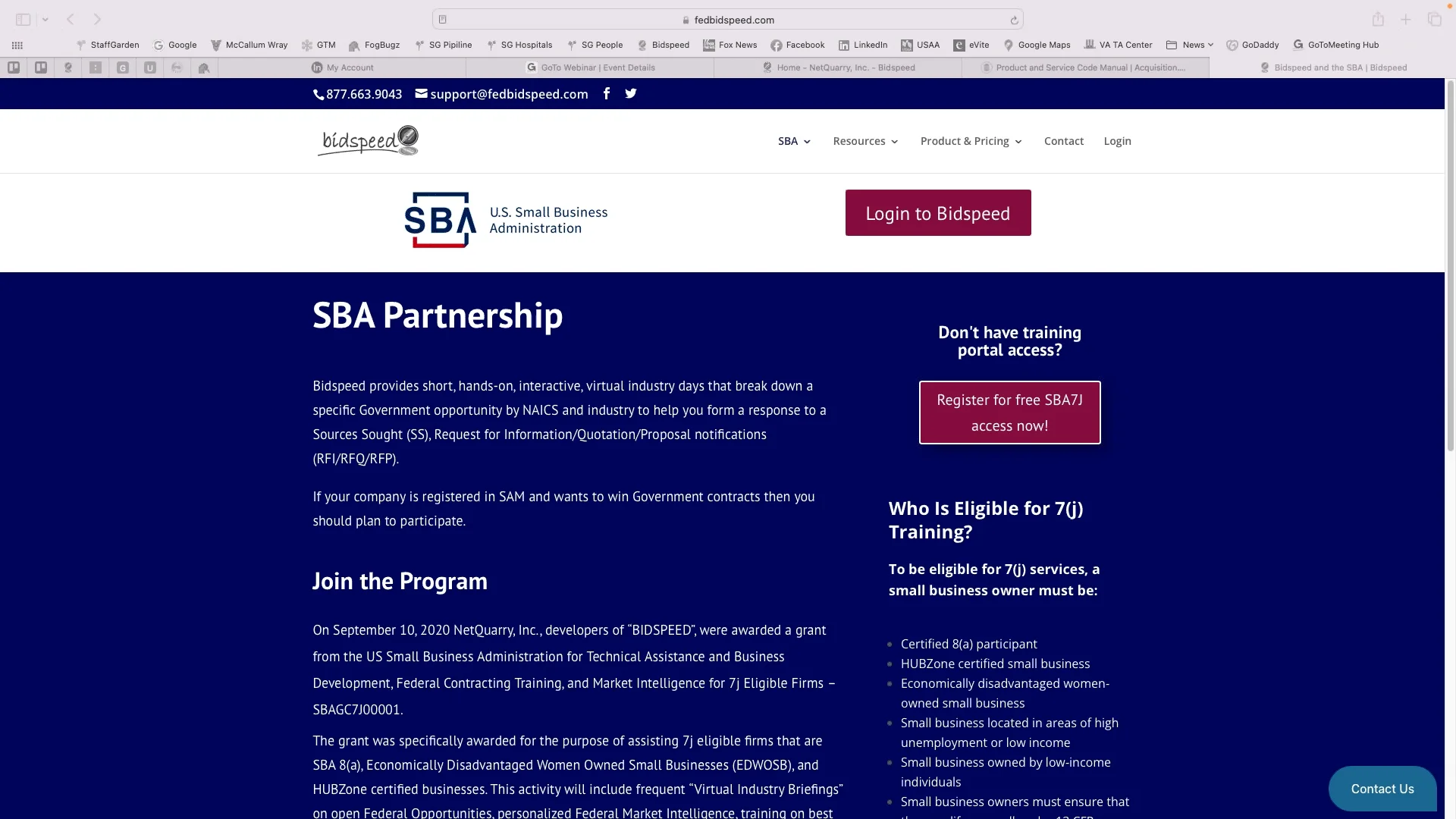 SBA 7(j) Business Development Portal Training: Find, Manage, Win ...