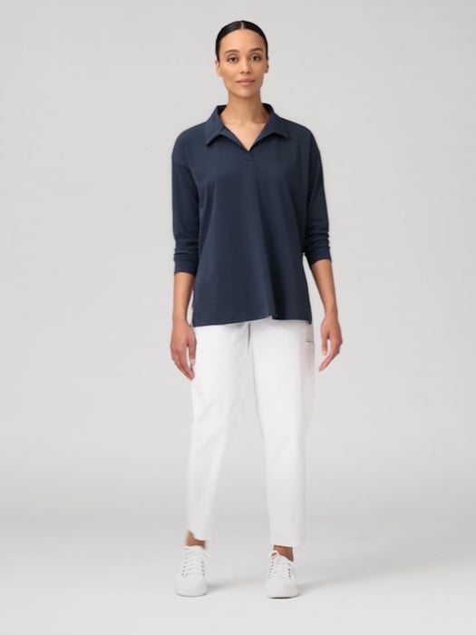 Pima Cotton Stretch Jersey Classic Collar Top | EILEEN FISHER Pima Cotton Stretch Jersey Classic Collar Top | EILEEN FISHER