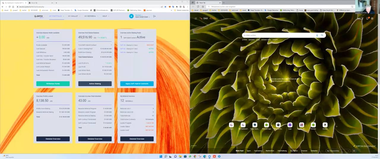 Cryptex DeFi Staking - Tutoriell Anmeldung eines Wallet und erste ...